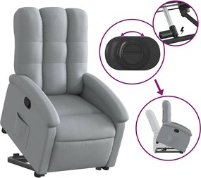 Zvedací polohovací křeslo světle šedé textil 3204092