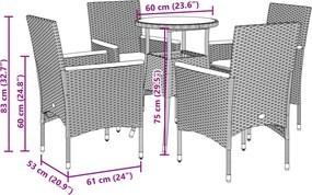 5dílný zahradní jídelní set s poduškami béžový polyratan a sklo 3278726