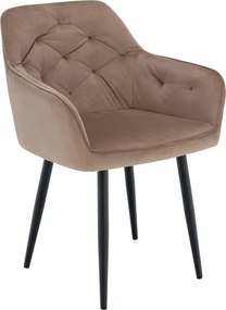 Jídelní křeslo PRESTIO - látka Velvet, světle hnědá / černá