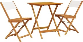 3dílný bistro set krémově bílý textil a masivní dřevo 3281760