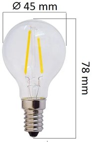 Retro  LED žárovka E14 4W 400lm G45, denní, filament, ekvivalent  32W DOPRODEJ