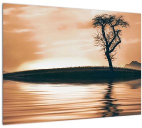 Skleněný obraz stromu na ostrově (70x50 cm)