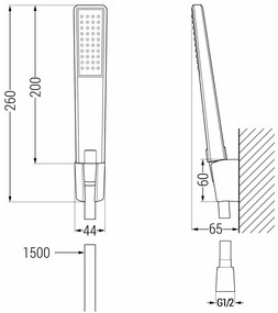 Mexen Sabre R72 vanová baterie se sprchovou sadou, Černá - 7213R72-70