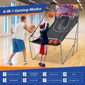 Costway 8 v 1 Basketbalový stroj Skládací elektrický stojan na basketbalový míč