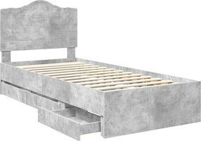 Rám postele s čelo Betonově Šedá 90 x 200 cm Inženýrské dřevo 3413453