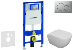 Geberit Duofix - Set předstěnové instalace, klozetu Oudee a sedátka softclose, tlačítko Sigma01, lakovaný matný chrom SANI11CA1103