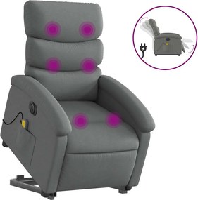 Elektrické zvedací masážní polohovací křeslo tmavě šedé textil 3204015