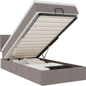 Osmanská postel s matrací &amp; LED taupe 90x200 cm látka 3312198