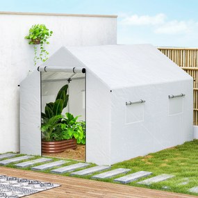 Outsunny Zahradní Skleník 2x3x2 m Tunelový Skleník s 4 Síťovými Okny a Zipovým Dvéřím Proti UV pro Terasu Zahradu Bílý