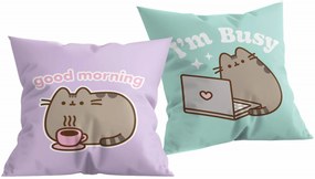 Oboustranný polštář kočička Pusheen - motiv Good morning - 40 x 40 cm
