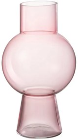 OnaDnes -20% Růžová skleněná váza J-line Pimiba 31 cm