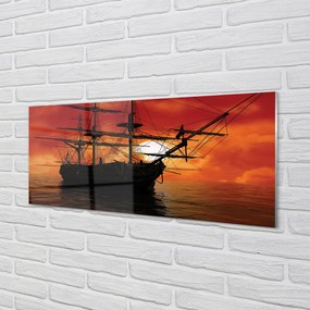 akrylový obraz Loď moře nebe mraky slunce 120x60 cm