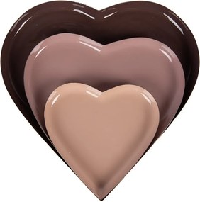 3ks barevná kovová miska srdce - Ø 24*1 / Ø 19*1 / Ø 13*1 cm
