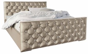 Manželská postel 140 cm Quintin (béžová) (s roštem a úložným prostorem). 1047133