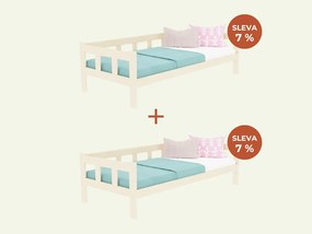 Benlemi Postele FENCE 4v1 s otevřeným vstupem pro dvě děti Zvolte barvu: Světle šedá, Zvolte rozměr: 90x160 cm