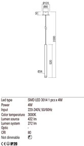 Redo Závěsné LED svítidlo MADISON ø 3,4 cm Barva: Černá