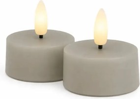 Sada LED čajové svíčky na baterie Sille Tealight, Ø 4,5 × 2,2 cm, teple šedá, z pravého vosku, balení 2 ks