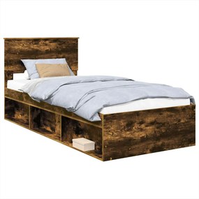 Rám postele s čelo Kouřový dub 75 x 190 cm Kompozitní dřevo 3407944