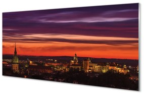 akrylový obraz Krakov noční panorama 140x70 cm