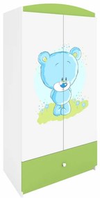 KOCOT KIDS Šatní skříň - BABYDREAMS, matná bílá/zelená, různé motivy na výběr Motiv: medvídek 1