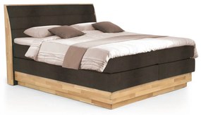 Hnědá postel boxspring masiv dub s úložným prostorem Richard 200x200