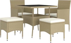 5dílný zahradní jídelní set polyratan béžový 3058330