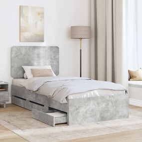 Rám postele s čelo Betonově šedá 75 x 190 cm Inženýrské dřevo 3412647