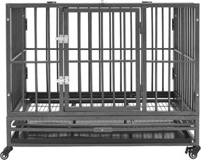 Klec pro psy s kolečky ocel 92 x 62 x 76 cm 171491