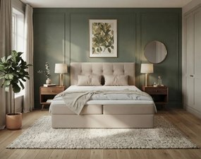 Čalouněná postel boxspring DIRELIS TRINITY 140x200 cm béžová Matrace: Matrace Bonell pružinová