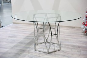 Stříbrný moderní jídelní stůl 150cm 75cm