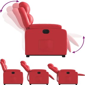 Elektrické zvedací polohovací křeslo červené umělá kůže 3205061