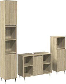 3dílný set koupelnového nábytku dub sonoma kompozitní dřevo 3307679