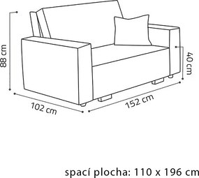 Pohovka VIVA II VOX | 152 cm | rozkládací + úložný prostor | crown 17 světle šedá