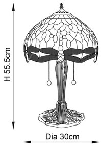 Endon 64086 - Stolní lampa Tiffany DRAGONFLY 2xE27/60W/230V pr. 30 cm
