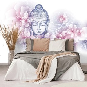 Tapeta Budha s květinami sakury - 375x250 cm