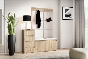Eka Předsíňová stěna s čalouněnými panely Trinity 34 - Sonoma  /Krémová bílá 2301