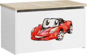ADRK Furniture Truhla na hračky DARIA TB-Dar-W+S-RED-CAR-n-O056