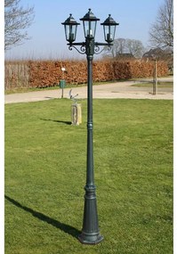 vidaXL Zahradní lampa vysoká 3 ramena 215 cm tmavě zelená/černá hliník
