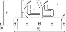 Nerezový věšák na klíče Keys antracit - doprodej