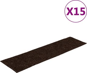 Schodové rohože samolepicí 15 ks 76 x 20 cm hnědé obdélníkové 326930