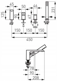 Ferro Adore, 4-otvorová vanová baterie, bílá-chromová, BDR11A