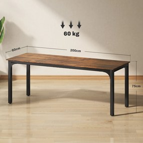 HOMCOM Psací stůl, počítačový stůl, rustikální design, hodně místa, dřevotříska, hnědá