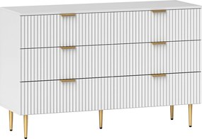 HOMCOM moderní komoda se 6 zásuvkami se zlatými úchyty, 120x40x76,5 cm, bílá