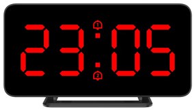JVD Digitální černý budík do el. sítě JVD SB3216.3 s červenými LED číslama