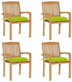 Stohovací zahradní židle s poduškami 4 ks masivní teak