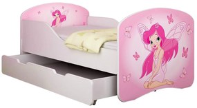Dětská postel - Růžová víla 160x80 cm + šuplík