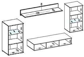 Obývací stěna SALSA | 235 cm | dub sonoma