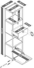 Tchibo - Kovový regál »Cn3 Slim Line« se 2 přemístitelnými zásuvkami a 1 přemístitelnými výklopnými dvířky - barva: bílá
