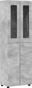 Vysoký bufet FLORIN 60 x 35 x 182 cm Betonově šedá 3397917