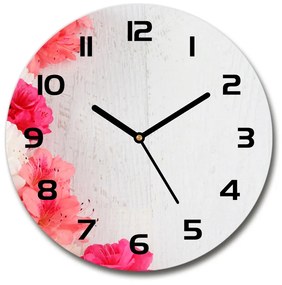 Wallmuralia Skleněné nástěnné hodiny kulaté Květiny fi 30 cm